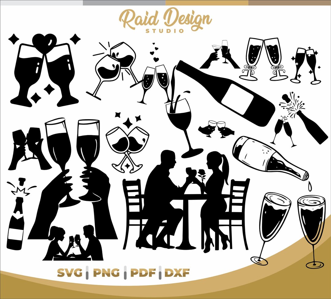 Romantic Dinner Toast Scene, Champagne and Wine Glass Png, Wine and ...