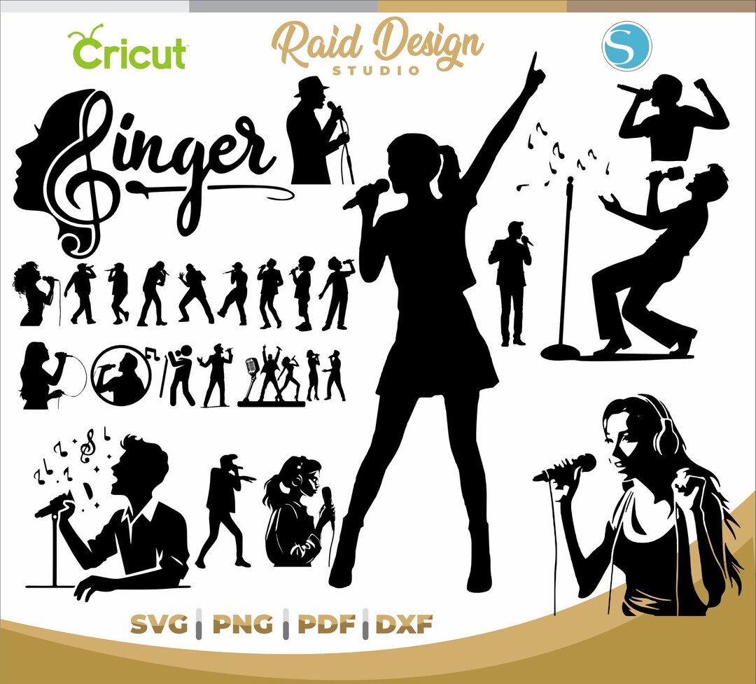 Silhouette of a Woman and Man Singing, SVG of a Child Singing ...