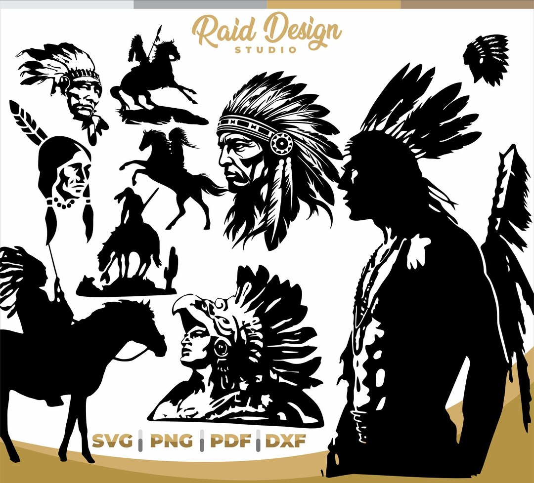Native Indian Silhouette, Native American Bundle, Native Design Pdf ...