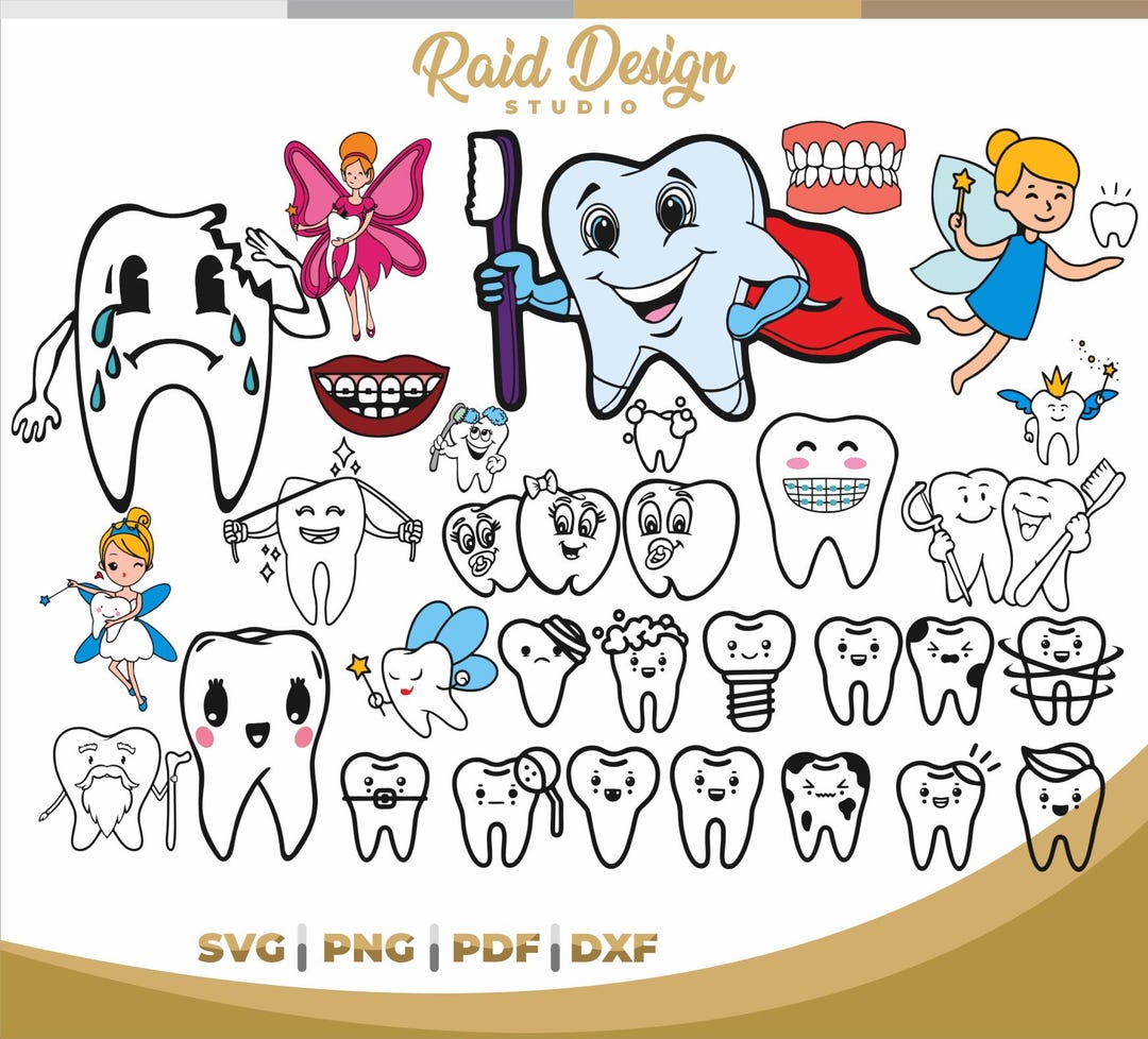 Animated Tooth Svg Layered, Animated Tooth for T-shirt, Tooth Svg ...