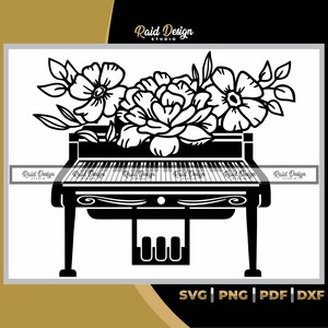 Piano Flowers Lineart Svg, Png, Dxf, Pdf, Ai - Etsy