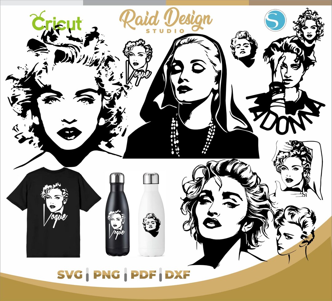 Madonna Silhouette Face, Svg Madonna, Pop Singer Face, Dxf, Png, Dxf ...