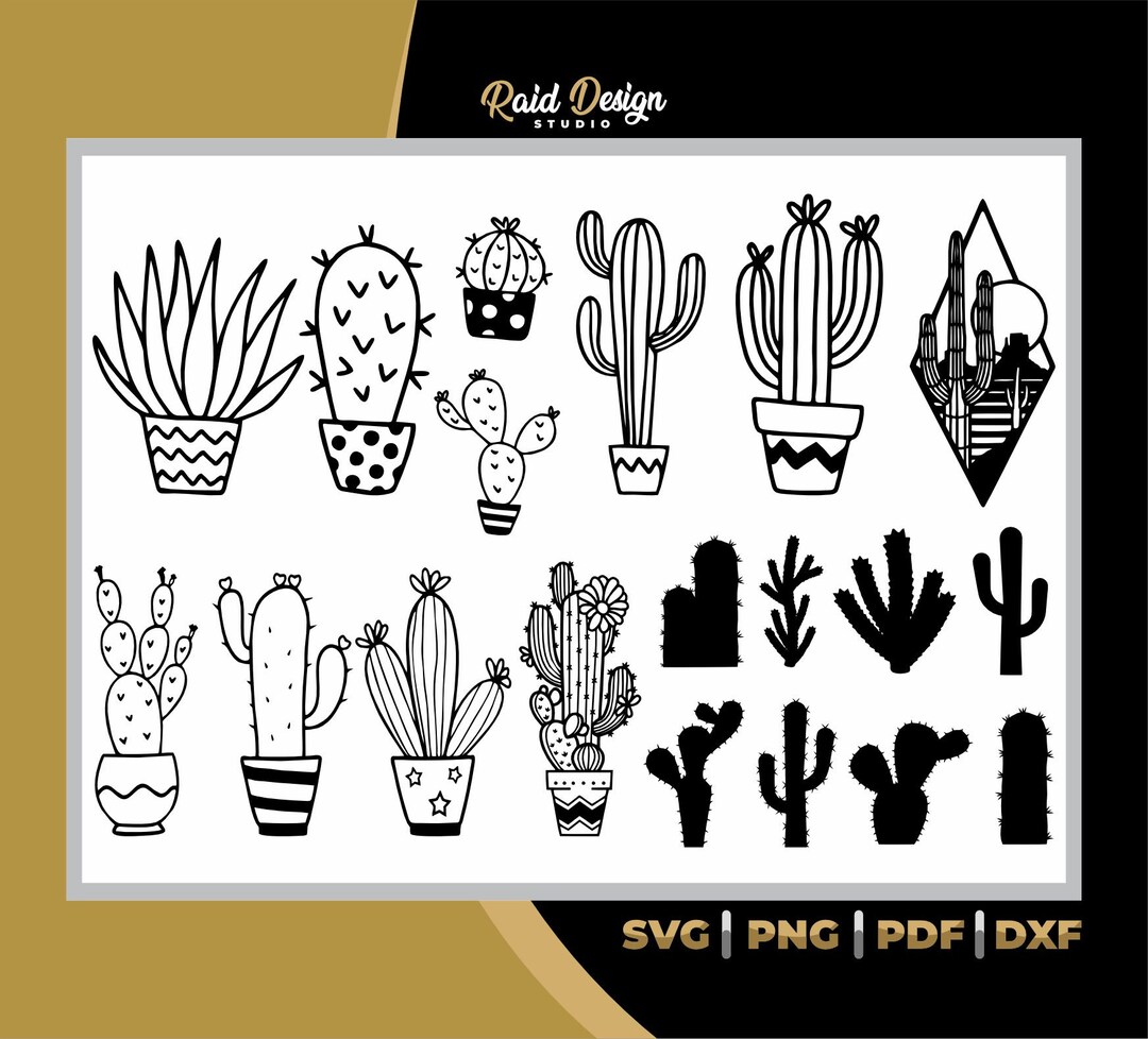 Cactus Designs Svg, Png, Dxf, Pdf - Etsy