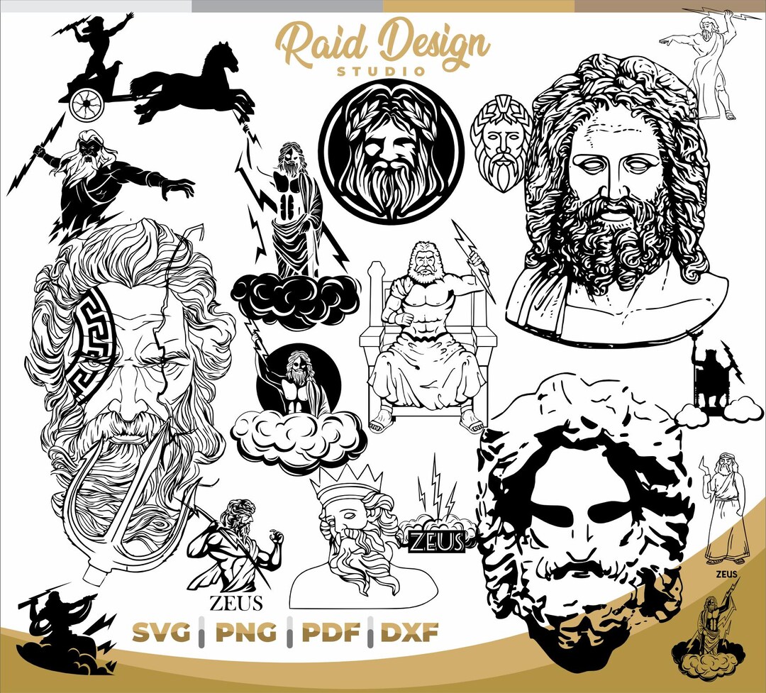 The Thunder of Zeus, Bundle of Zeus Brand, Lineart Designs of Zeus ...