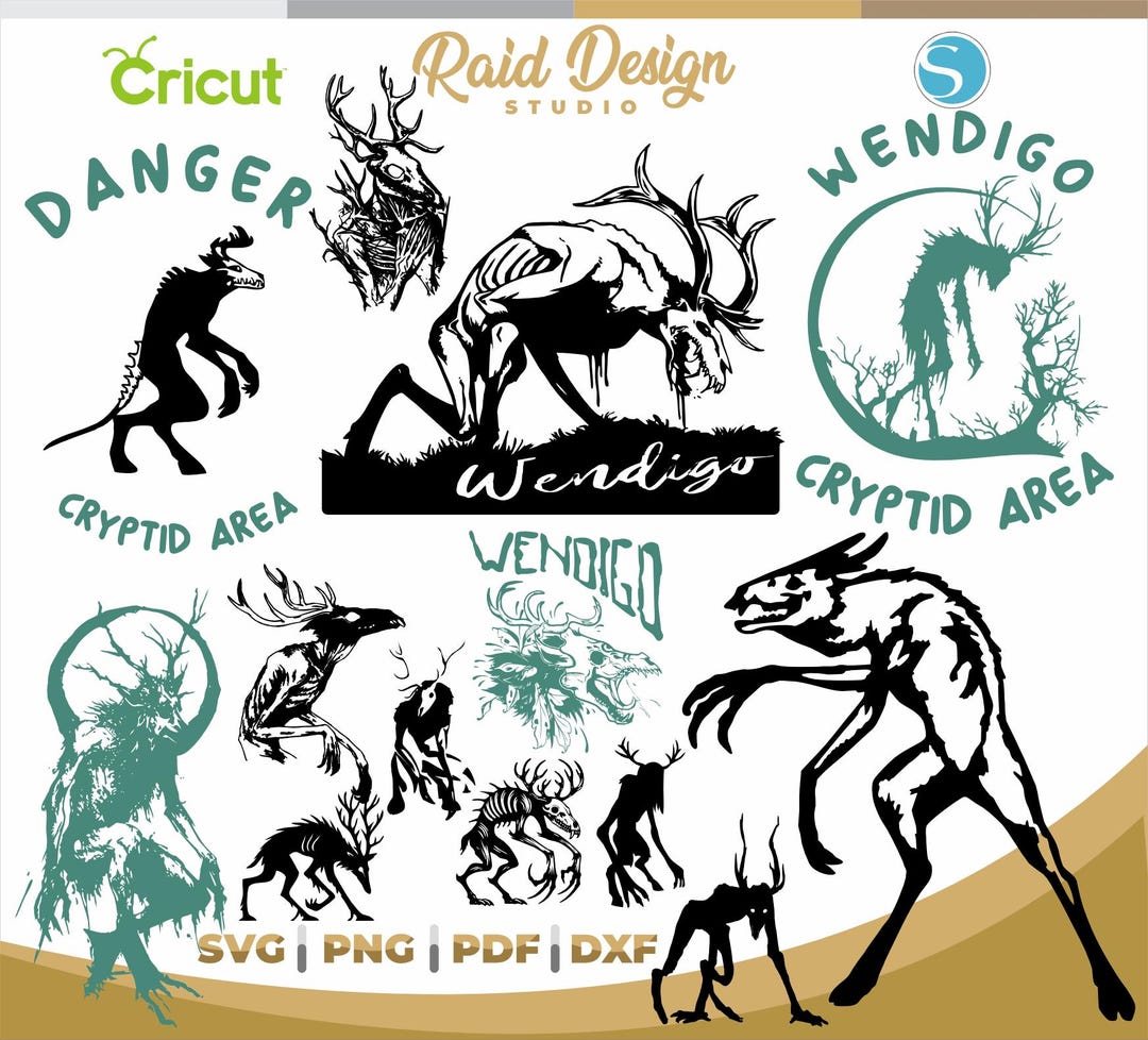 Wendigo , Svg, Png, Dxf, Pdf, Cryptids Svg, Cryptid Silhouette Designs ...