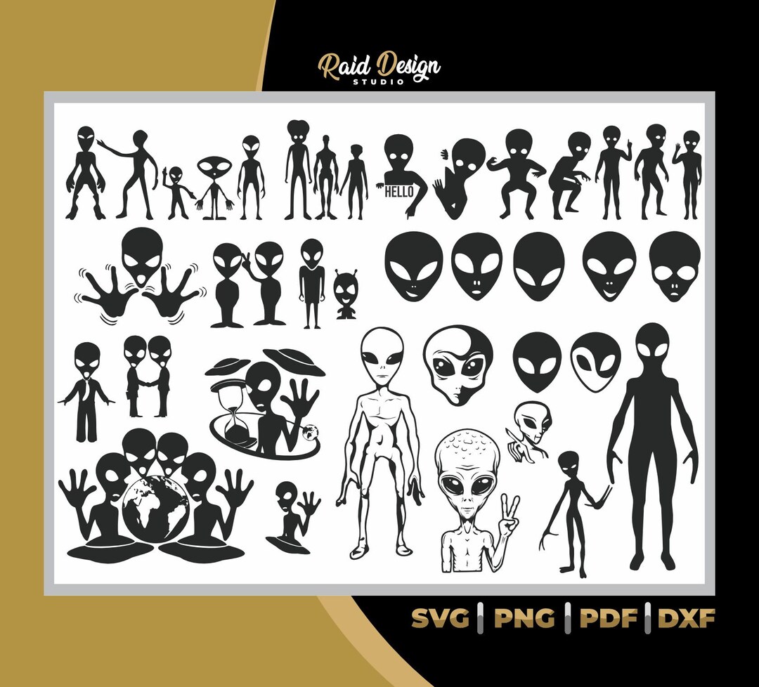 Aliens Silhouette Bundle Svg, Dxf, Png, Pdf - Etsy UK