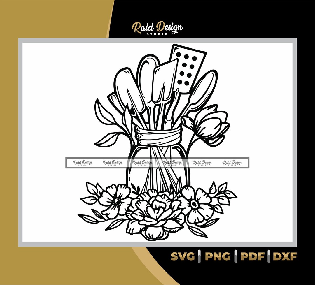 Kitchen Utensils Floral Svg, Png, Dxf, Png - Etsy