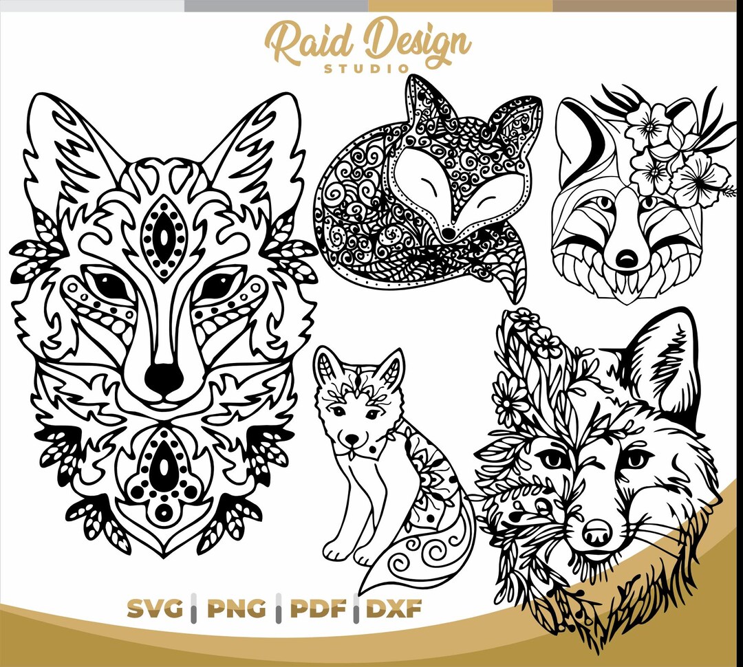 Fox Mandala Floral Design, Svg, Png, Dxf, Instant Download - Etsy
