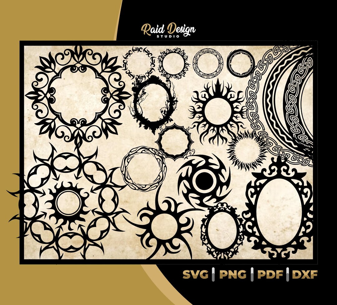 Gothic Circle in Silhouette, Gothic Design, Circular Frame, Circular ...