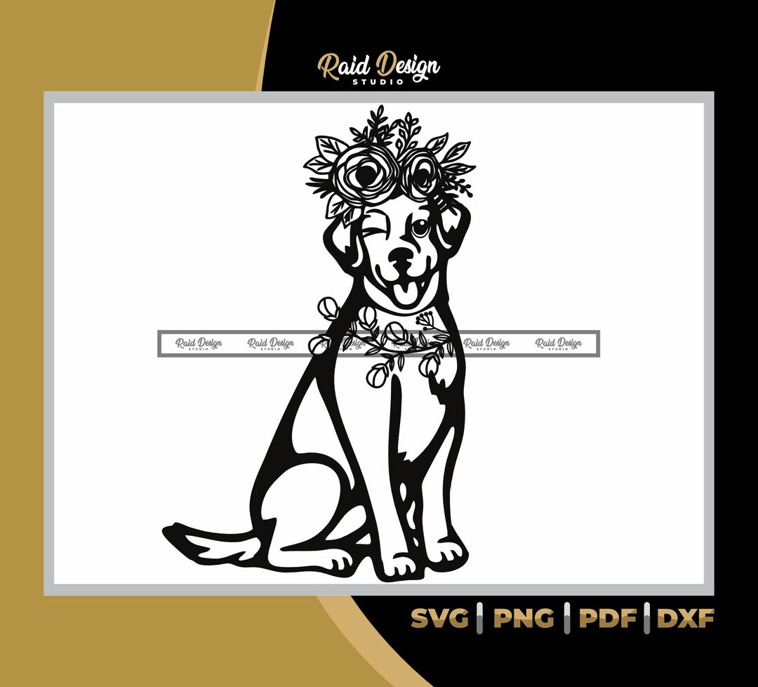 Labrador Retriever Floral Svg, Png, Dxf, Pdf, Labrador Dog Design for T ...