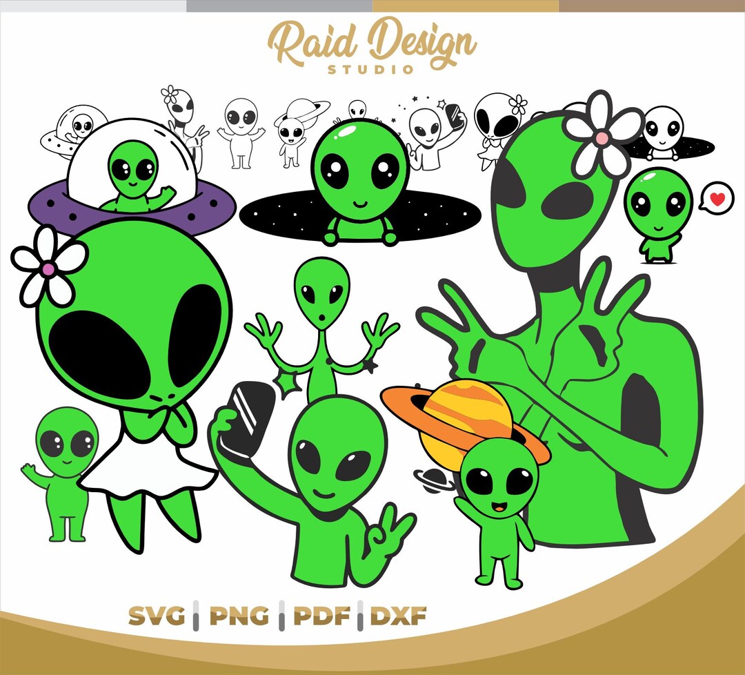 Cute Alien for Printing in Svg, Layered Alien Design, Alien Png With ...
