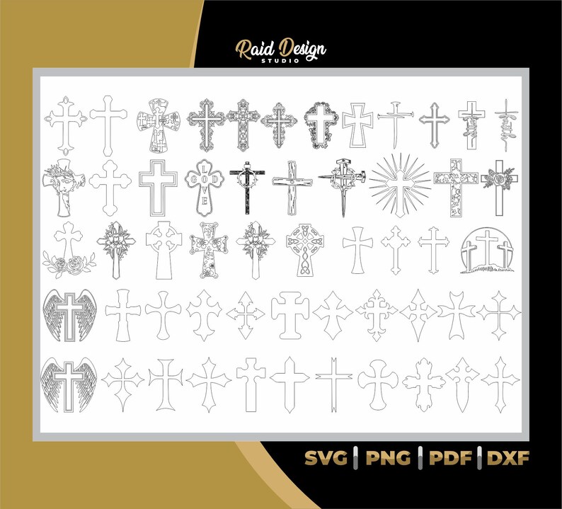 Cross Silhouette Svg, Png, Pdf, Dxf, Dream for Easter, Line Art for T ...