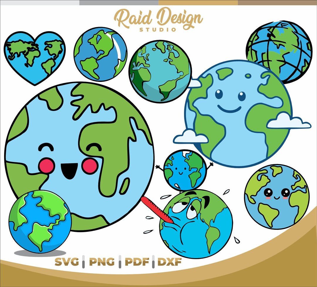Earth Love, Cartoon Planet Earth Design Svg, Layered Planet Earth Art ...
