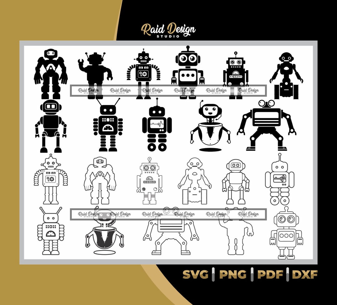 Robot Vinatge Svg, Png, Dxf, Pdf, Ai - Etsy
