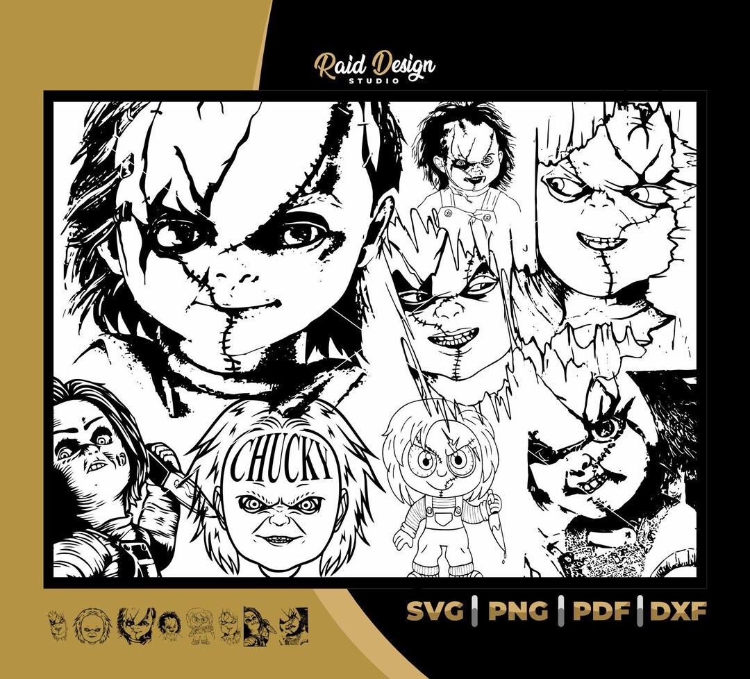 Chucky Silhouette for Halloween, Chucky Png for T-shirt Printing, Worn ...