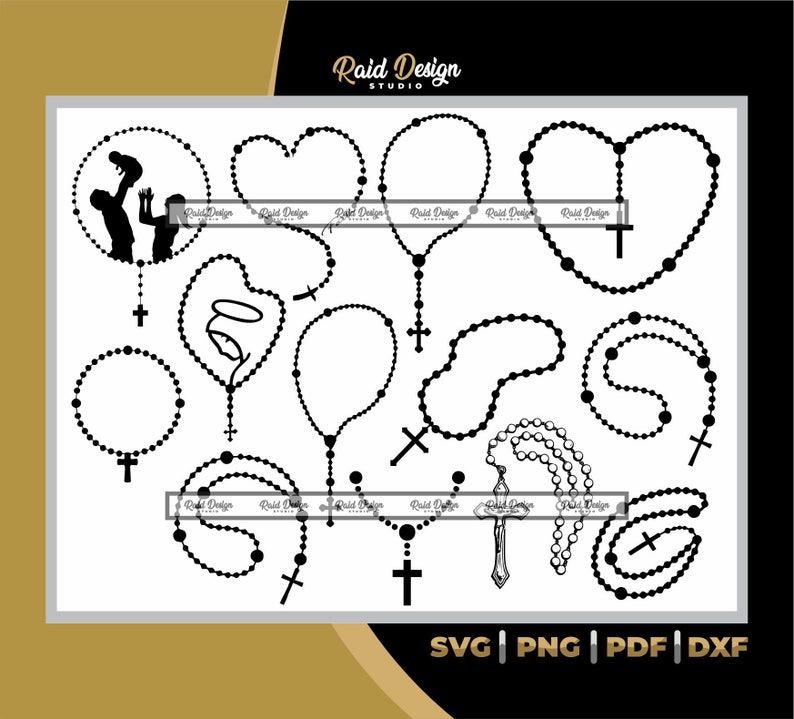 Rosary Silhouette Svg, Png, Dxf, Pdf, Ai - Etsy
