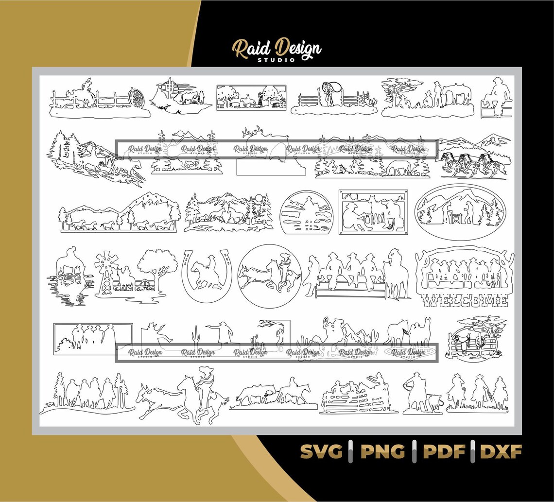 Cowboy Scene Svg, Png, Dxf, Pdf, Ai - Etsy