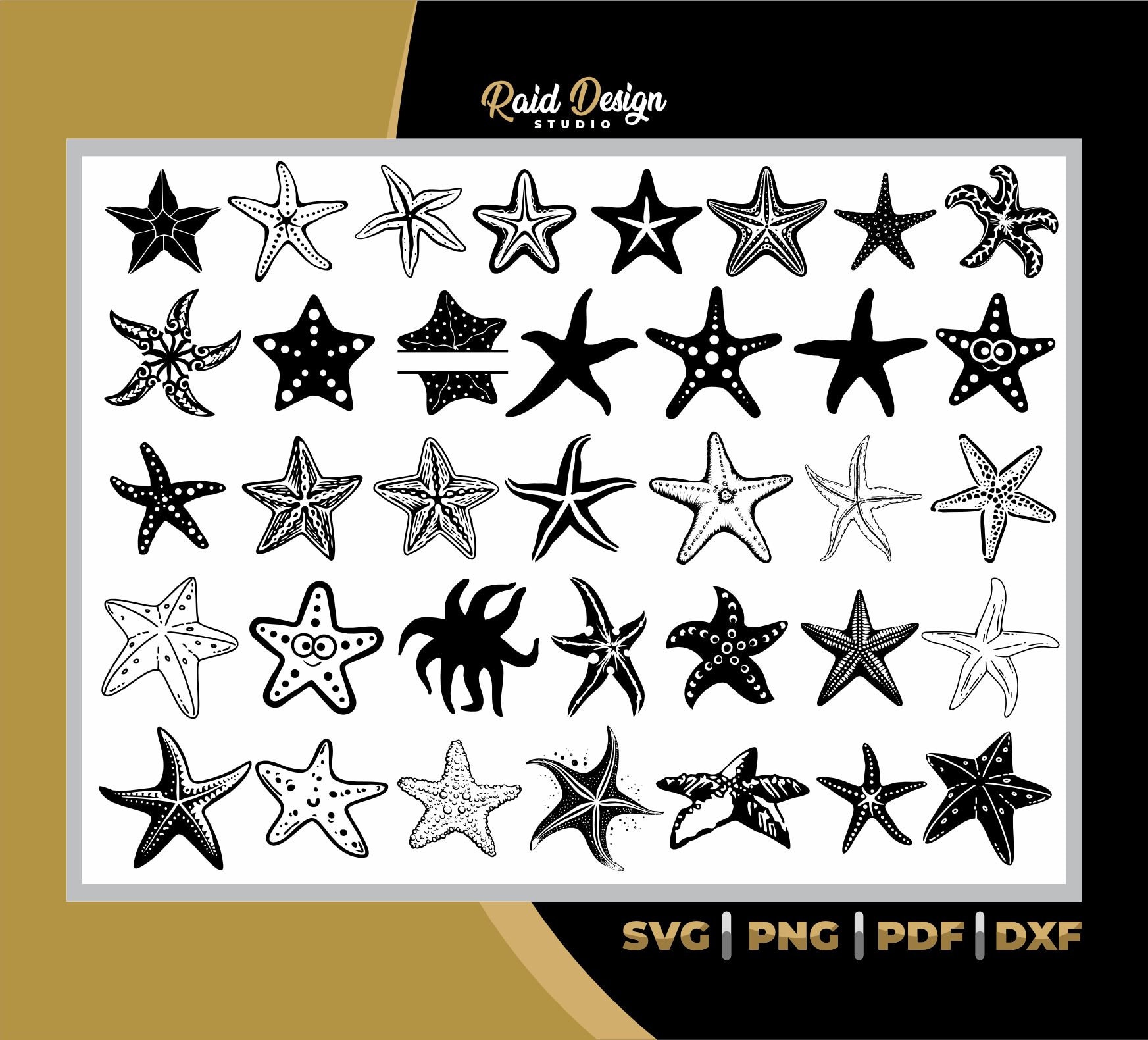 Starfish Silhouette Svg, Png, Pdf, Dxf, Ai - Etsy