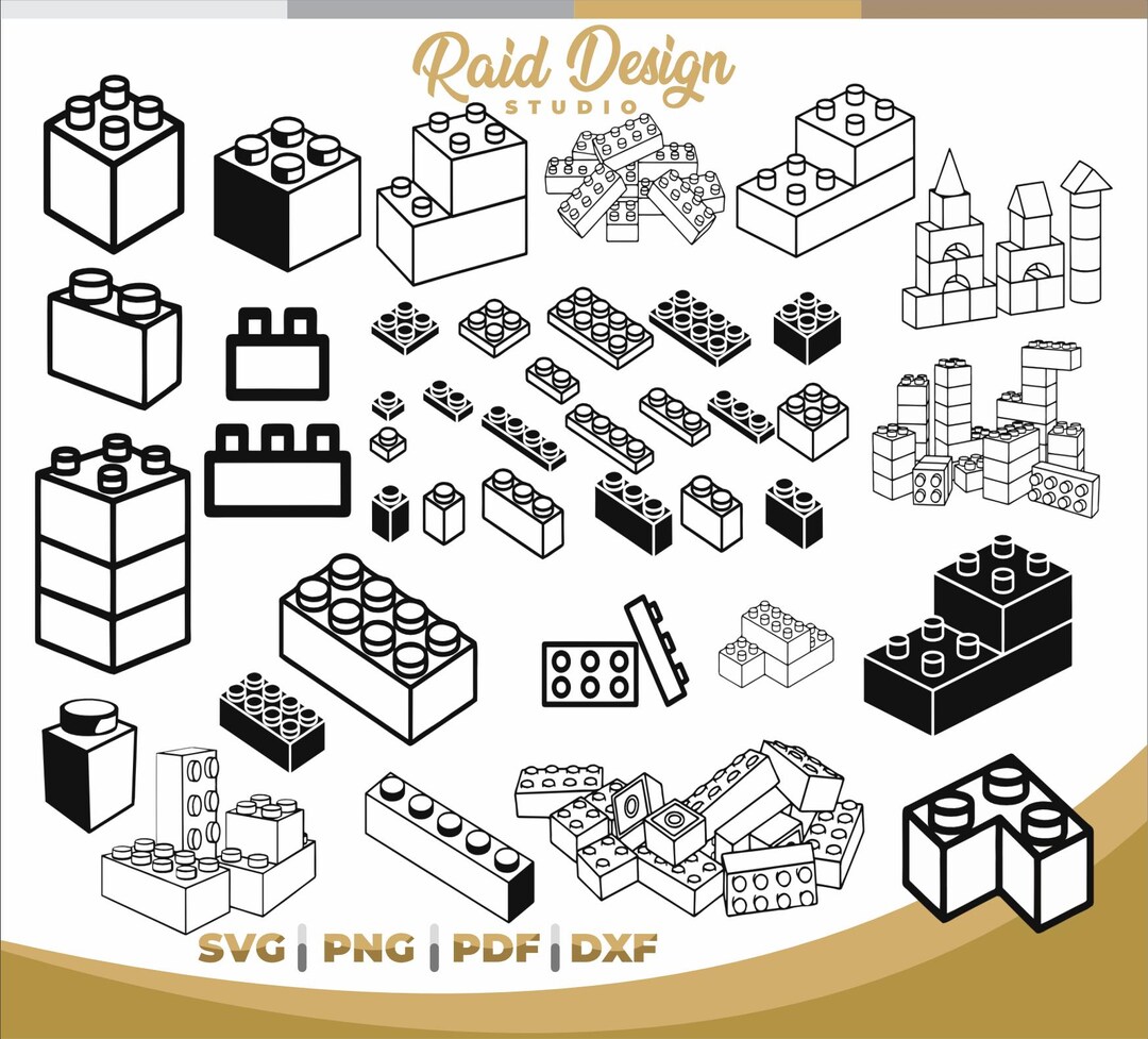 Silhouettes of Animated Block Pieces, Block Lineart Designs, Svg File ...