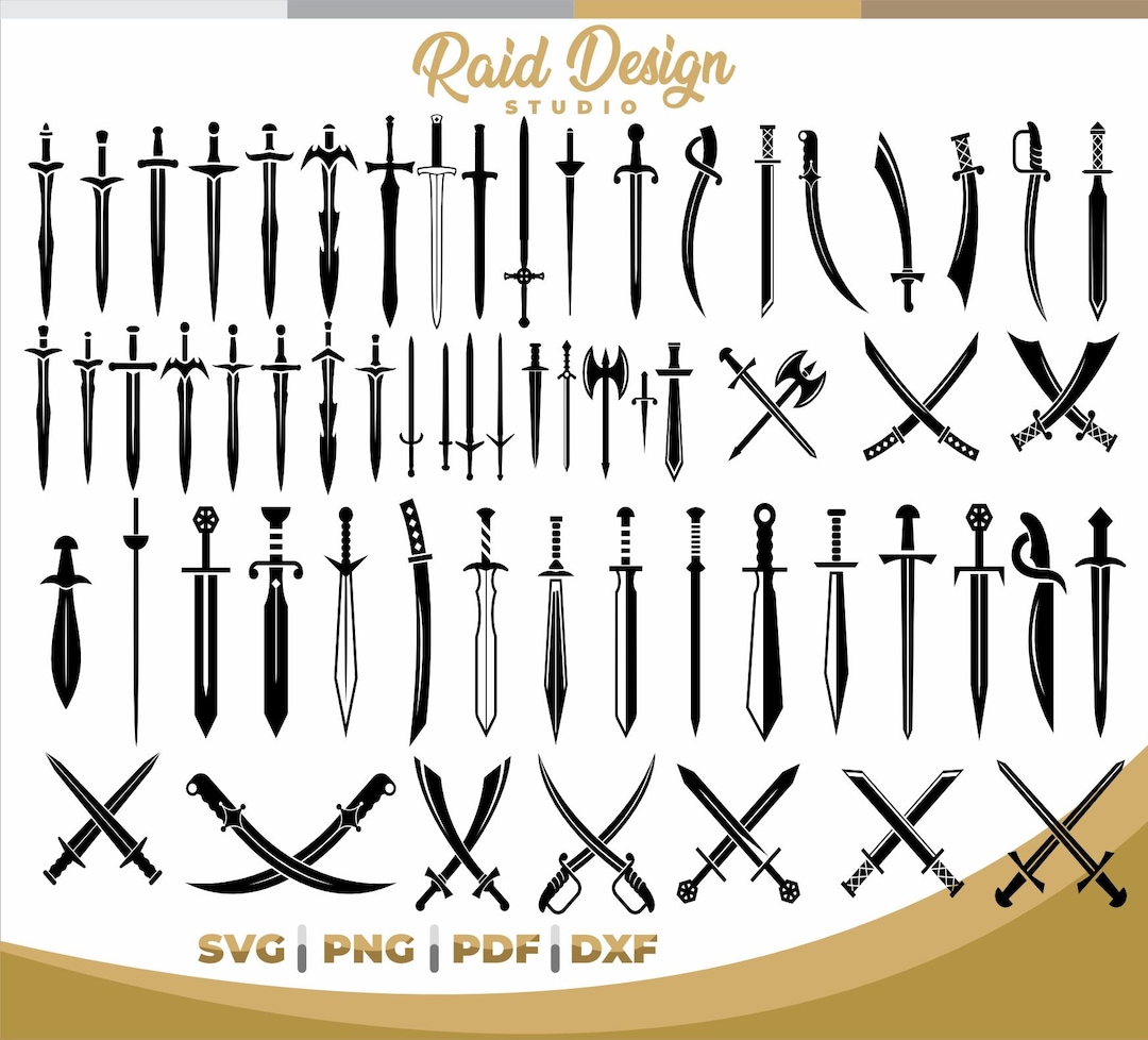 Sword Bundle Svg, Medieval Svg, Png Sword Designs, Sword Clipart for ...