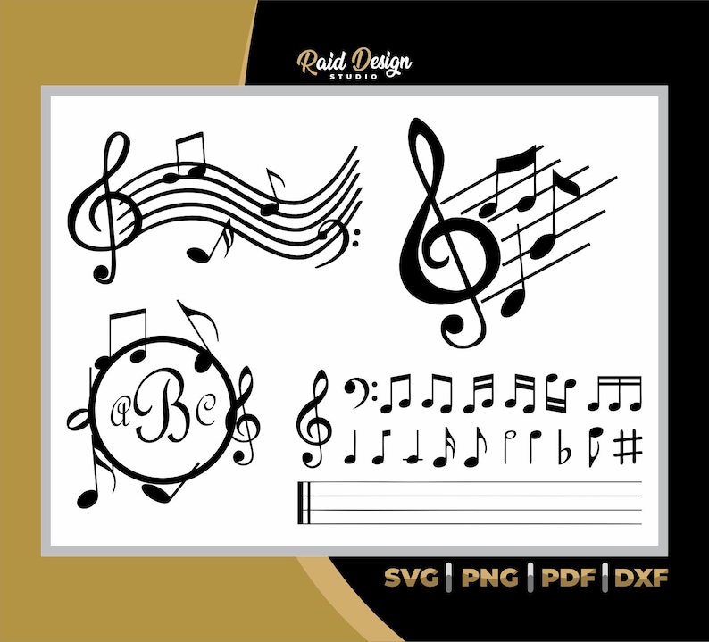 Music Notes Svg, Png, Dxf, Ai, Pdf, Musical Note for Printing on T ...