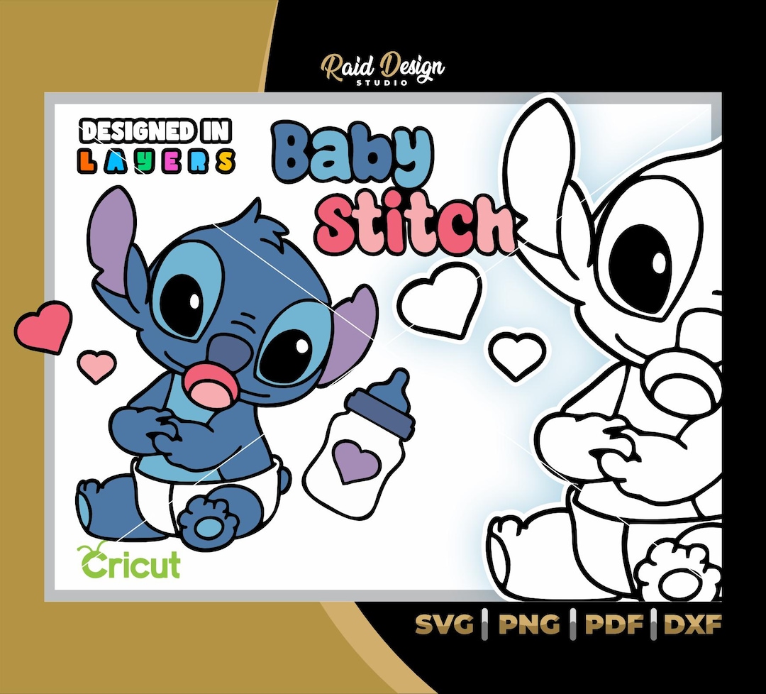 Cute Baby Stitch Design, Layered, Lilo and Stitch Svg, Baby Stitch ...