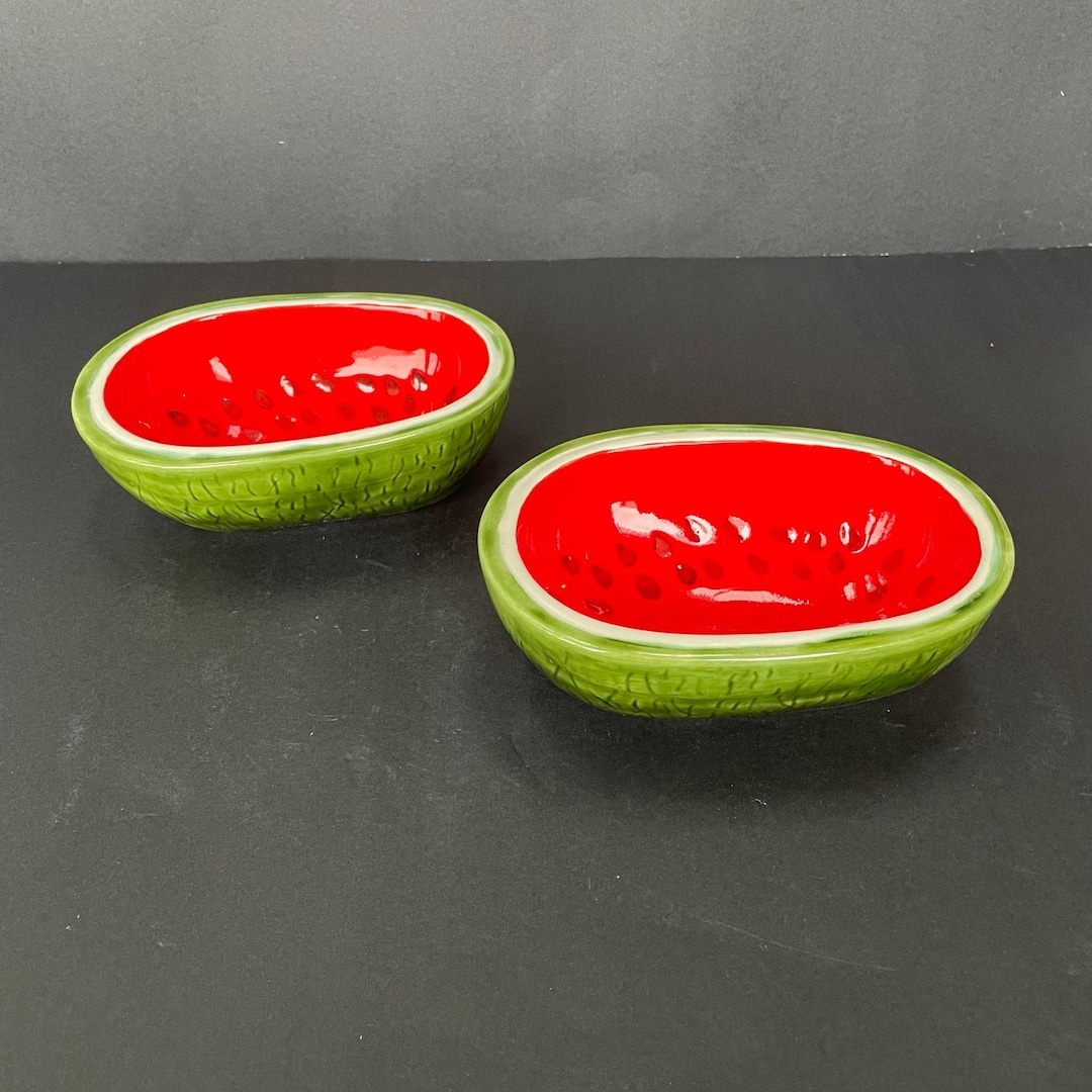 Hand Painted Vintage Ceramic Watermelon Dishes - Set of 2 - Trinket or ...