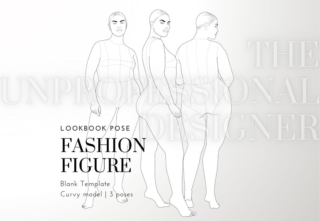 CURVY LOOKBOOK Pose Fashion Figure Template Realistic Model 3 Plus Size ...