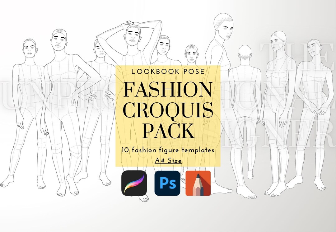 FASHION CROQUIS PACK 10 Fashion Figure Templates Realistic Croquis ...