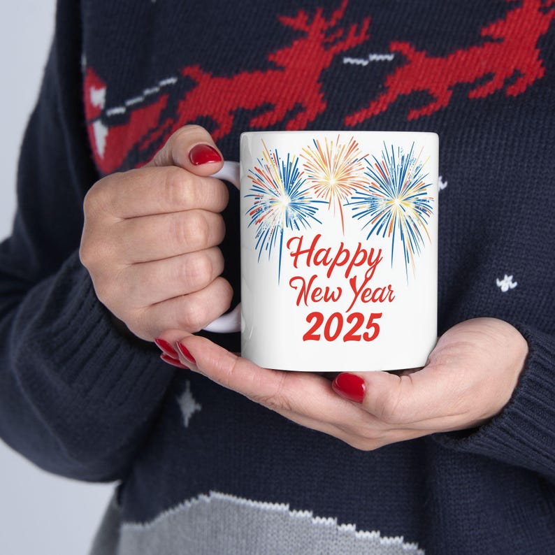 New Year 2025 Celebration Mug, Holiday Festivities Gift Countdown Party ...