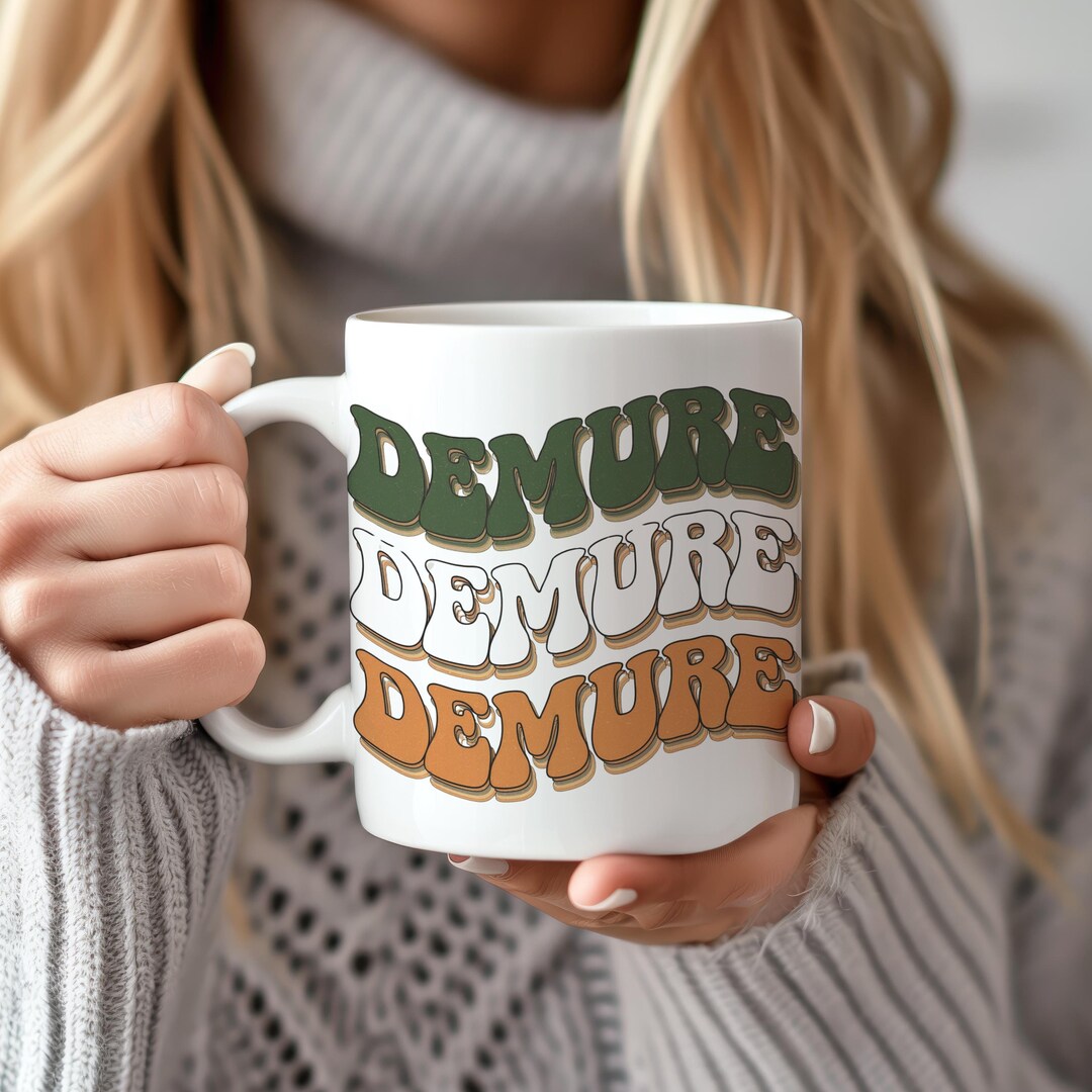 Vintage Demure Aesthetic Mug With Retro Wavy Groovy Font | Earthy Boho ...