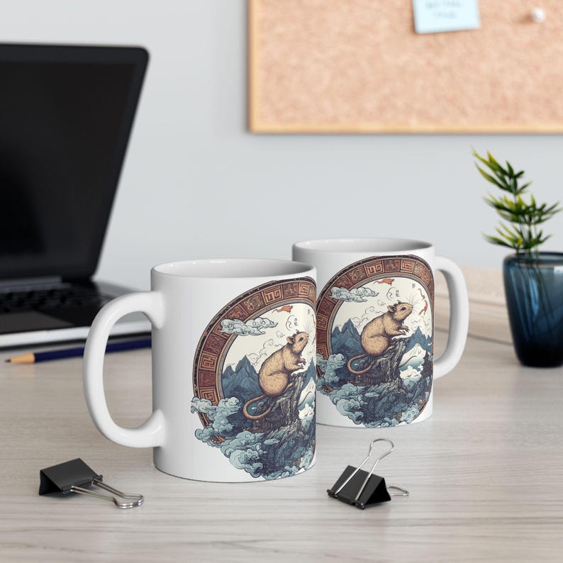 Year of the Rat Ceramic Mug Traditional Chinese New Year Zodiac Art ...