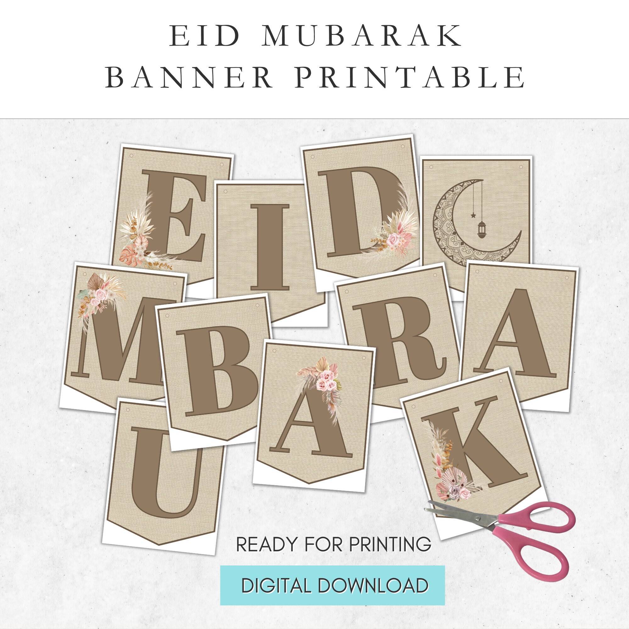 Boho Chic Eid Mubarak Banner: Printable DIY Decor (digital Download) - Etsy