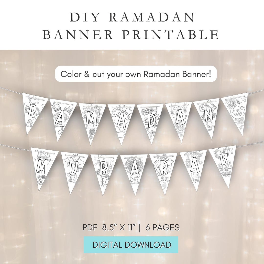 DIY Ramadan Banner Printable, Ramadan DIY Banner for Kids, Ramadan ...