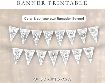 Printable Ramadan Mubarak DIY Banner - Ramadan Craft, Ramadan Coloring ...
