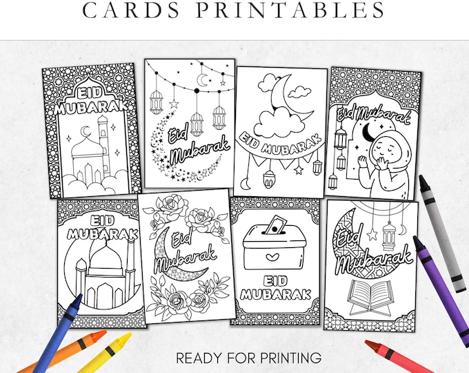 Eid Coloring Cards, DIY Eid Cards, Printable Eid Cards, Eid Kids ...