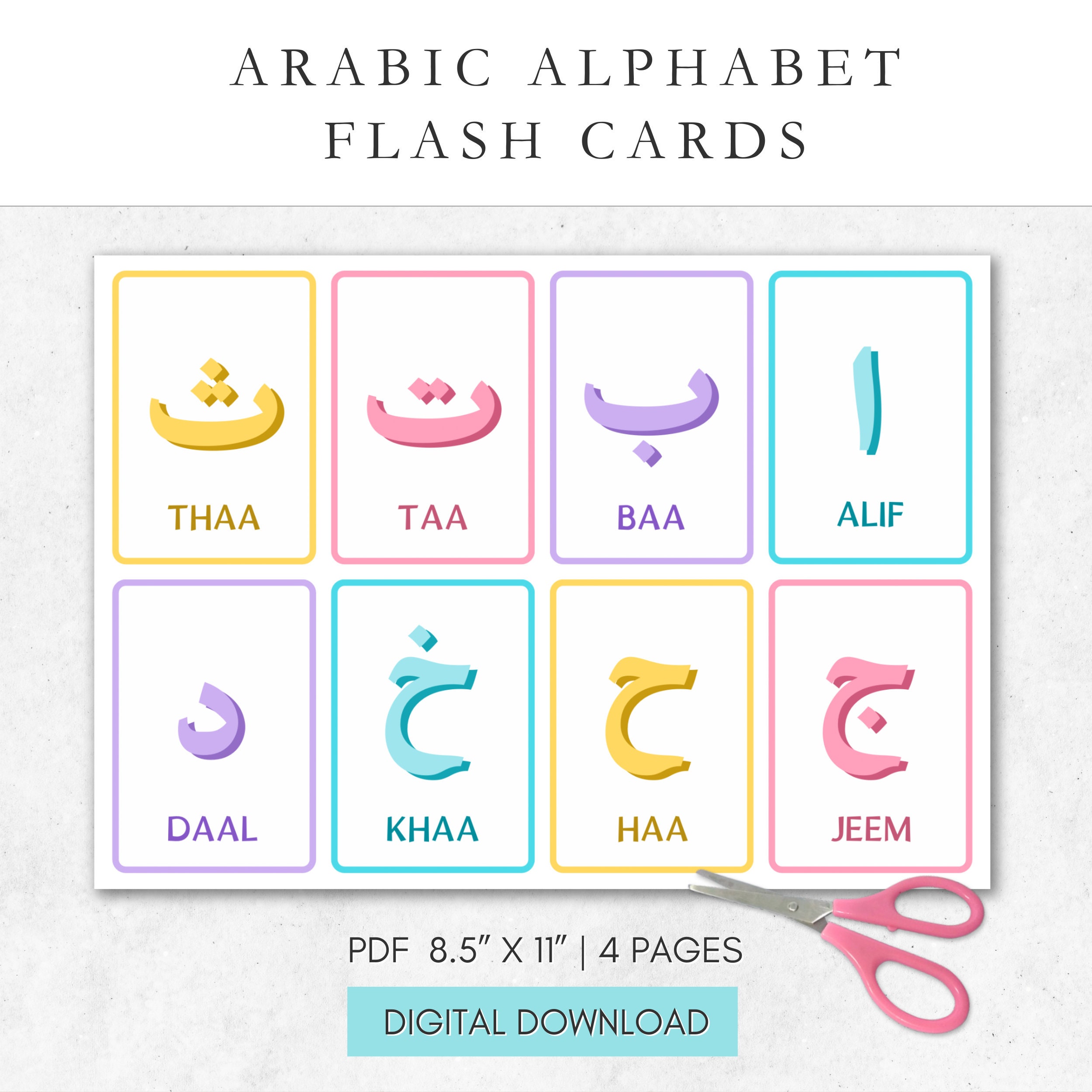 Arabic Alphabet Flashcards, Arabic Alphabet, Arabic Flashcards ...