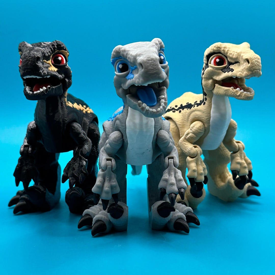 Articulated Velociraptor Dinosaur 3D Printed Toy | Stlflix | Blue ...