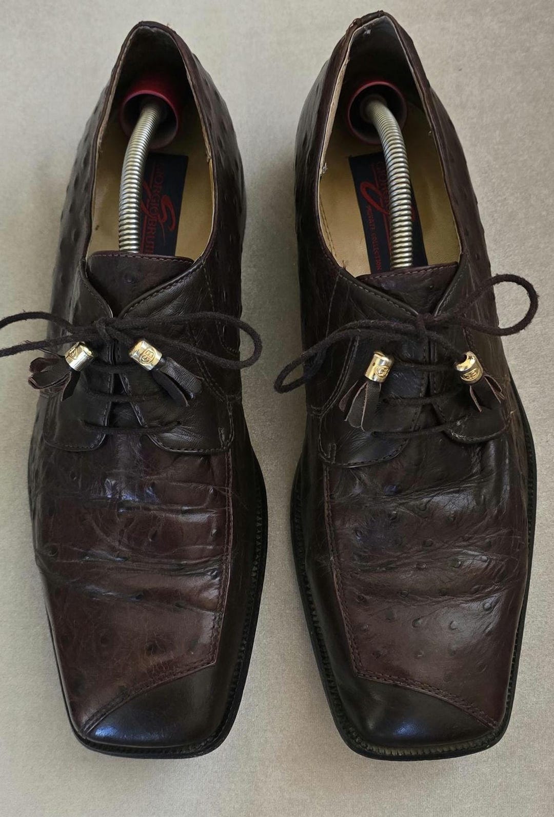 Giorgio Brunini Ostrich Leather Shoes Size 12M. - Etsy