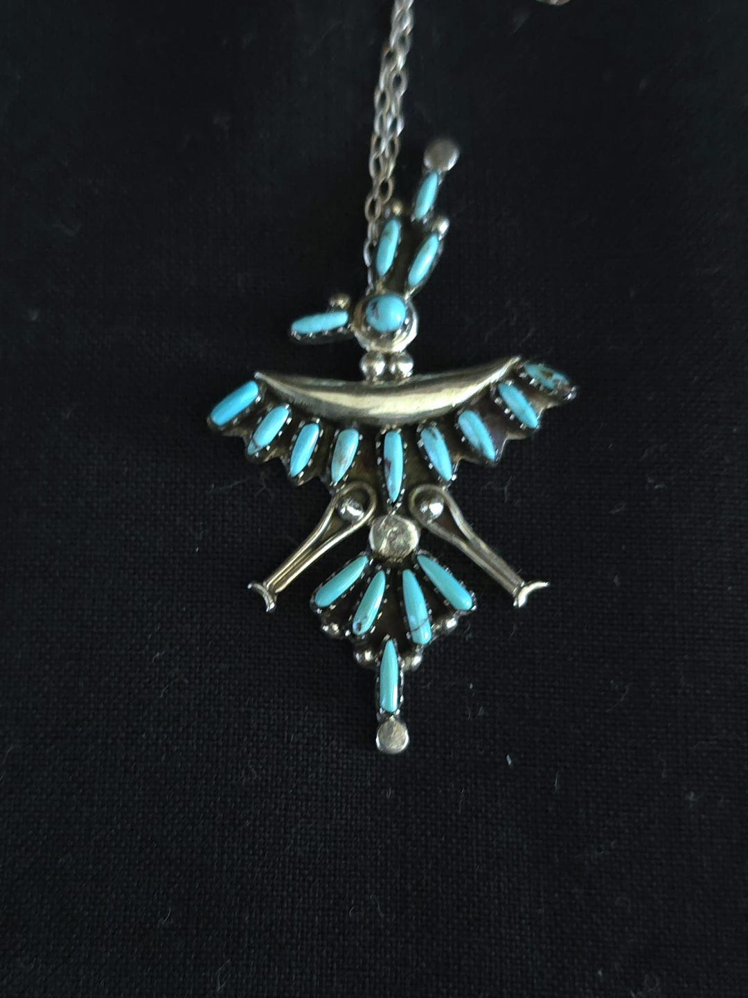 Zuni Sterling Silver Thunderbird Needlepoint Necklace 1970th - Etsy