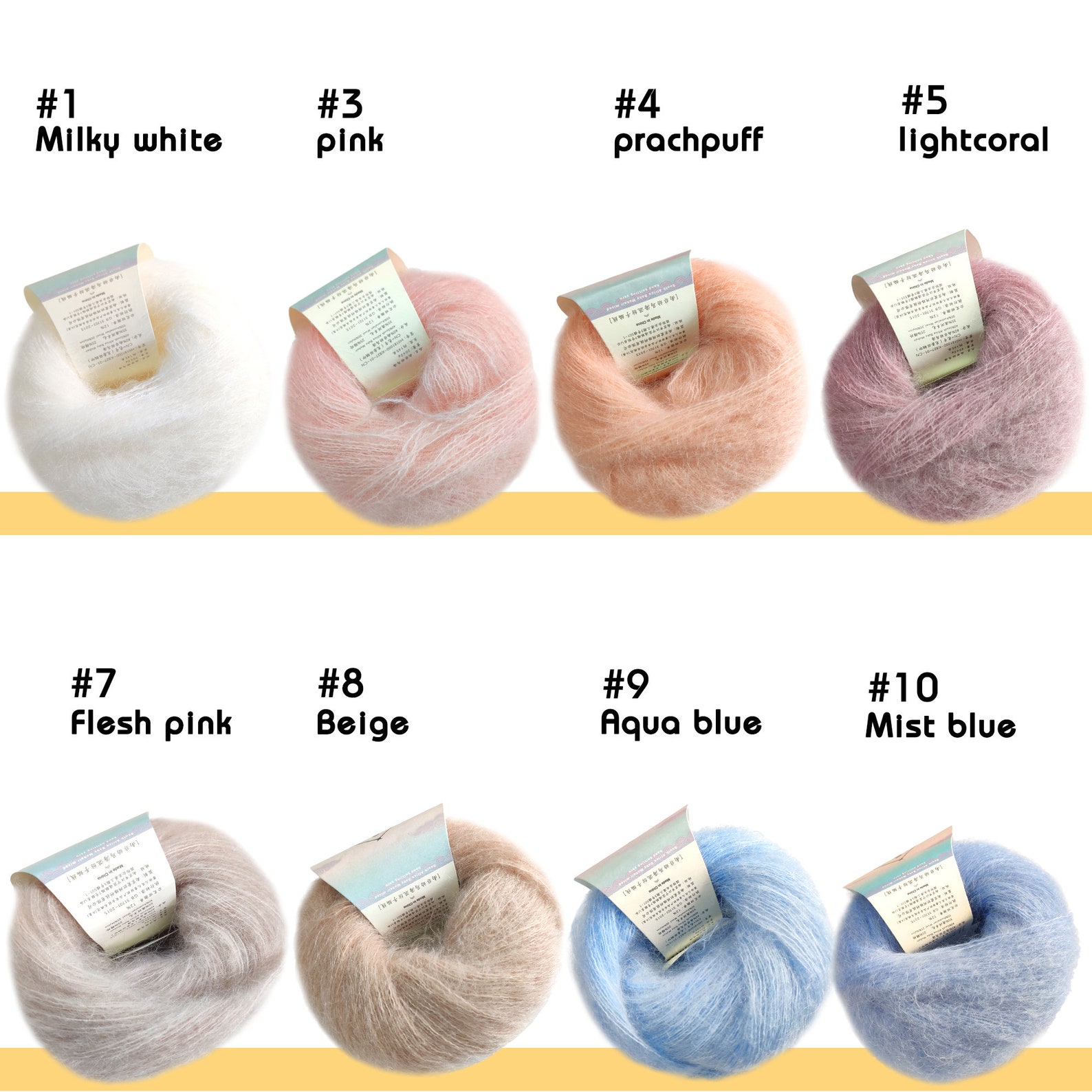 28 Colours Mohair Wool Yarn, Lace Yarn, Kid Mohair Silk Yarn ...