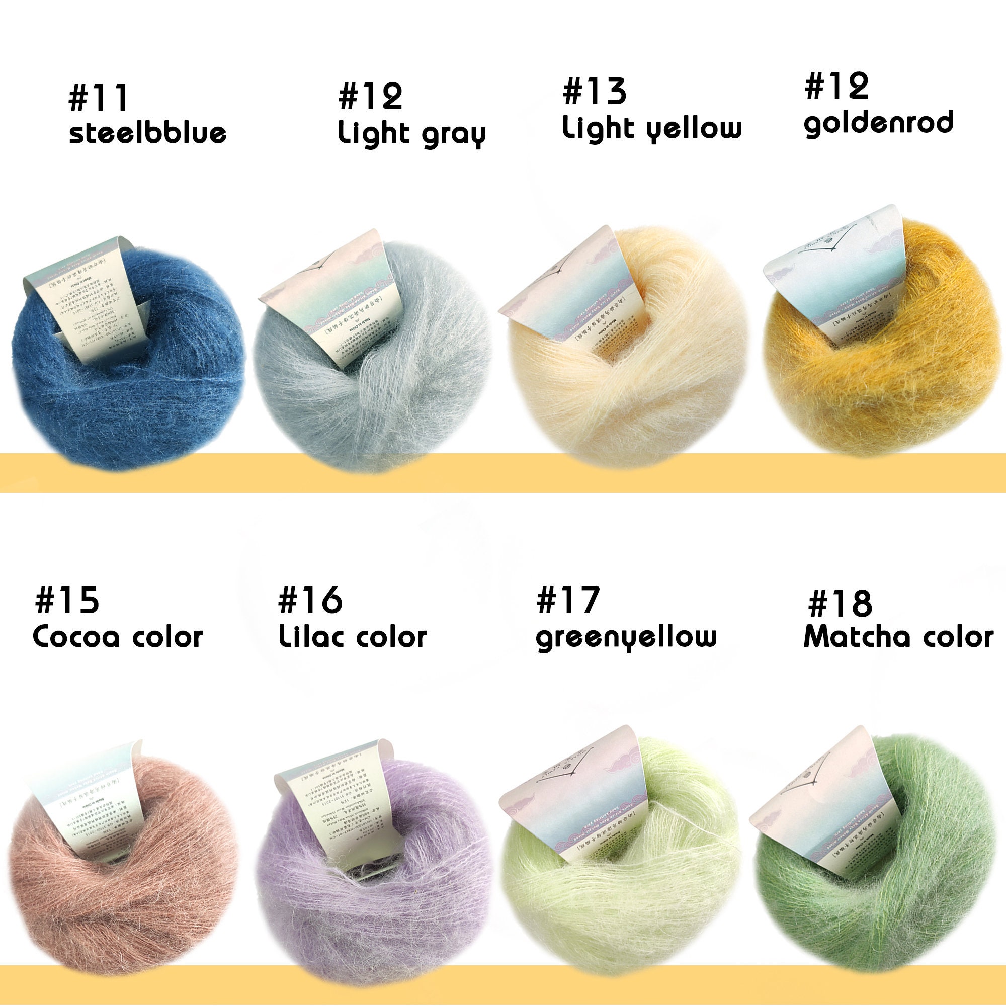 28 Colours Mohair Wool Yarn, Lace Yarn, Kid Mohair Silk Yarn ...