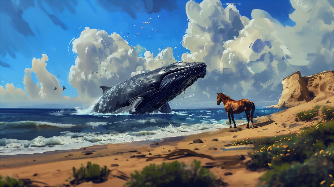AI Art Majestic Encounter: the Whale and the Horse - Etsy