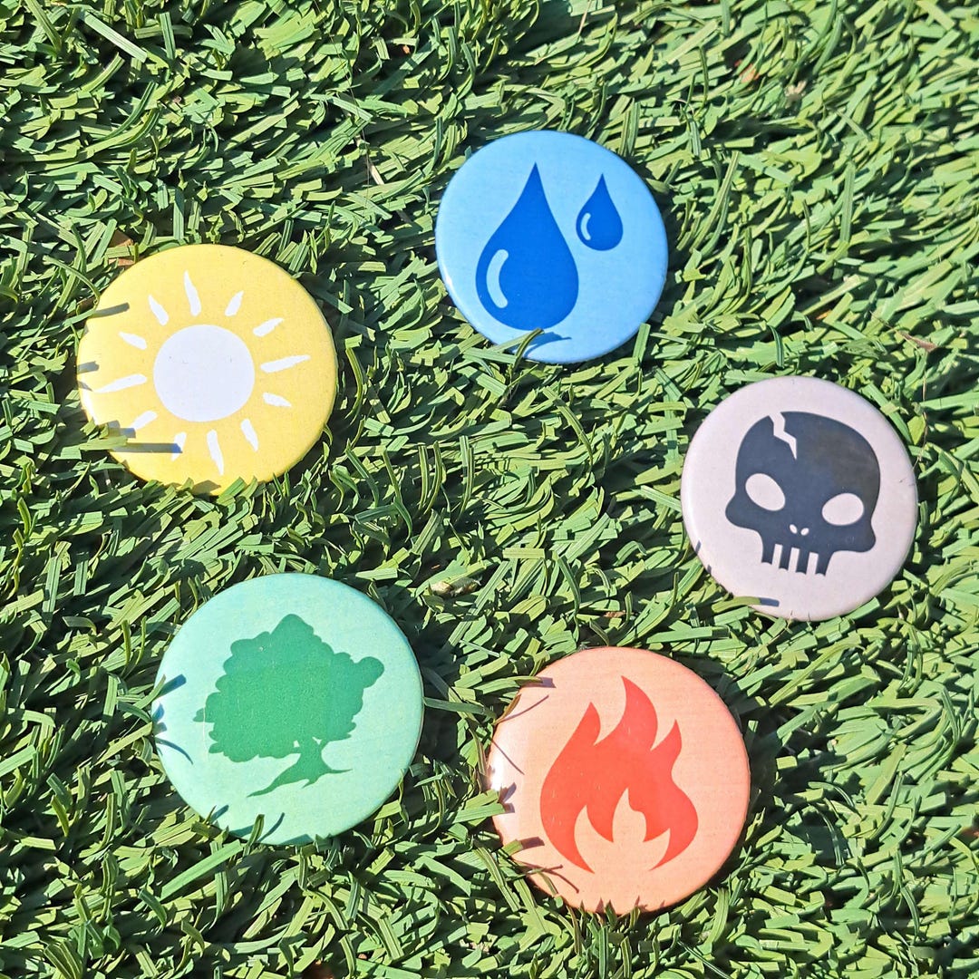 Custom MTG Mana Symbol Button Pin Set – Unique 5-color WUBRG Magic ...