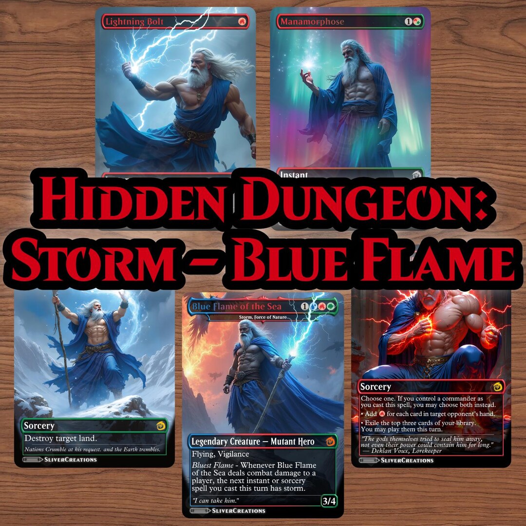 Blue Flame of the Sea Proxy Cards: Hidden Dungeon MTG Parody Set - Etsy