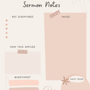 Digital Sermon Notes Template | Printable Church Notes | PDF Sermon ...