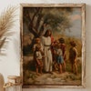 Frame TV Jesus Christ Come Follow Me Praying Peaceful Wildflowers Paint Christian Artwork Bible ...