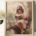 Girl Reading in a Tree Printable Painting Vintage Neutral Forest ...