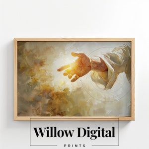 Hand of Jesus Christ Reaching Out Helper Oil Painting Christian Artwork ...
