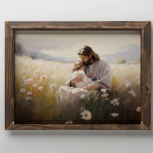 Jesus Christ Holding a Child Oil Painting Christian Artwork Bible Scriptures Savior Come Follow ...